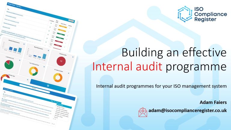 Build an effective ISO Internal Audit Programme - ISO Compliance Register